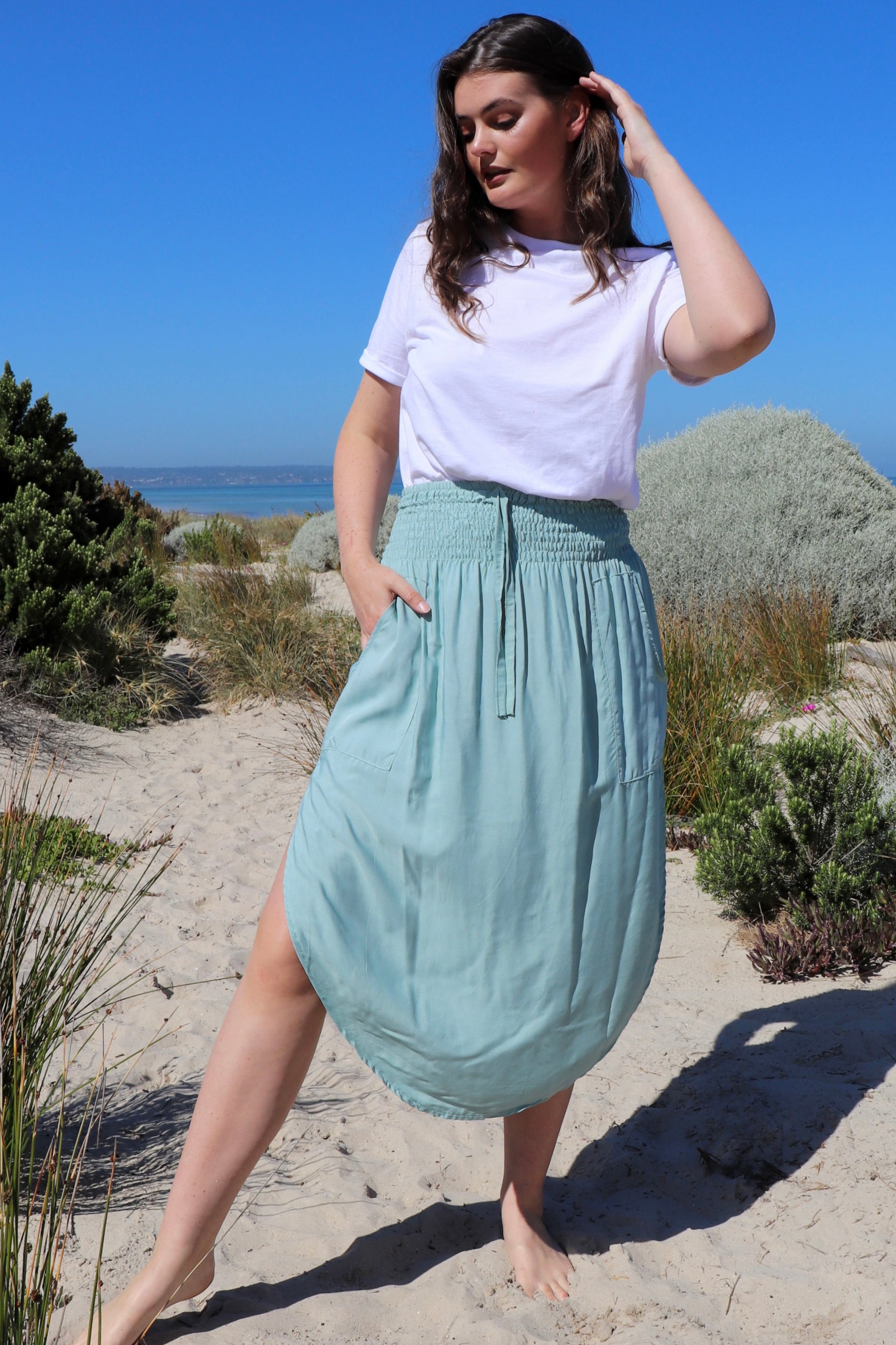 Bijou ONE SIZE Samsara Midi Skirt Light Sage – Bijou The Label