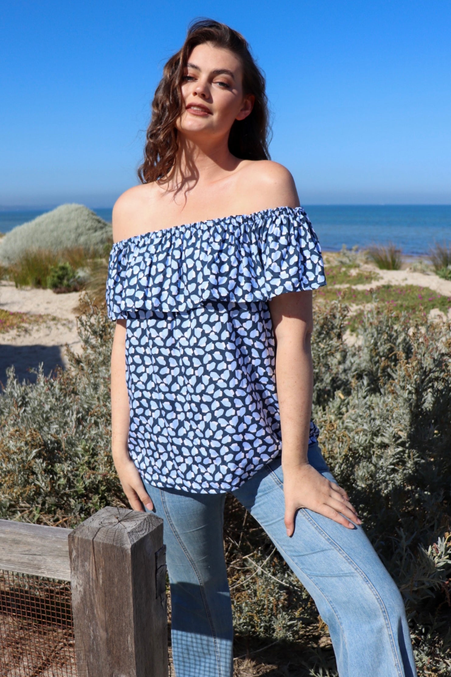 Bijou ONE SIZE Off The Shoulder Maya Top PETAL BLUE – Bijou The Label